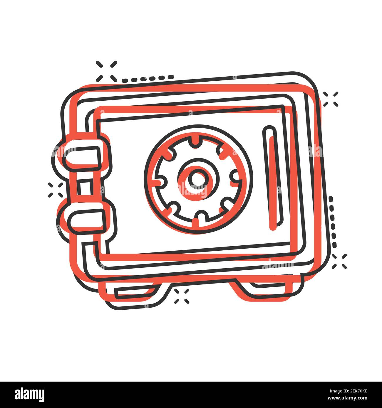 Safe money icon in comic style. Strongbox cartoon vector illustration ...
