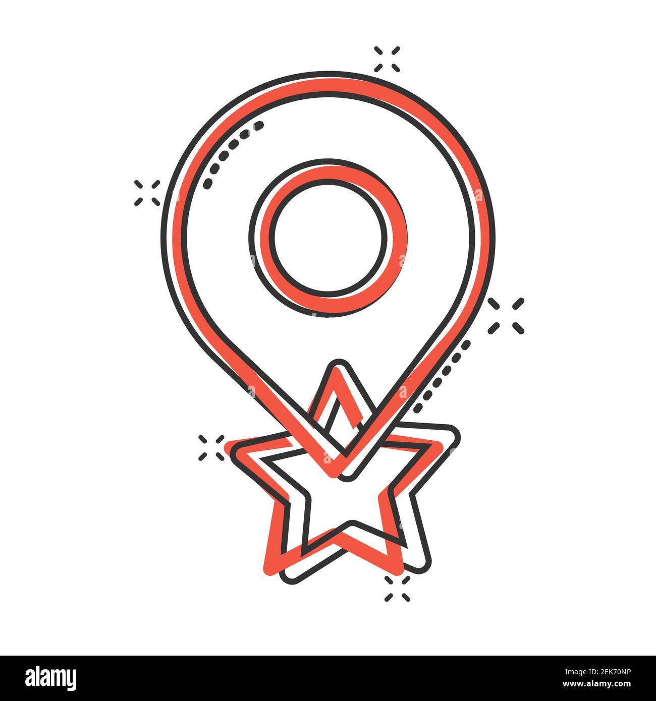 Map pin icon in comic style. GPS navigation cartoon vector illustration ...