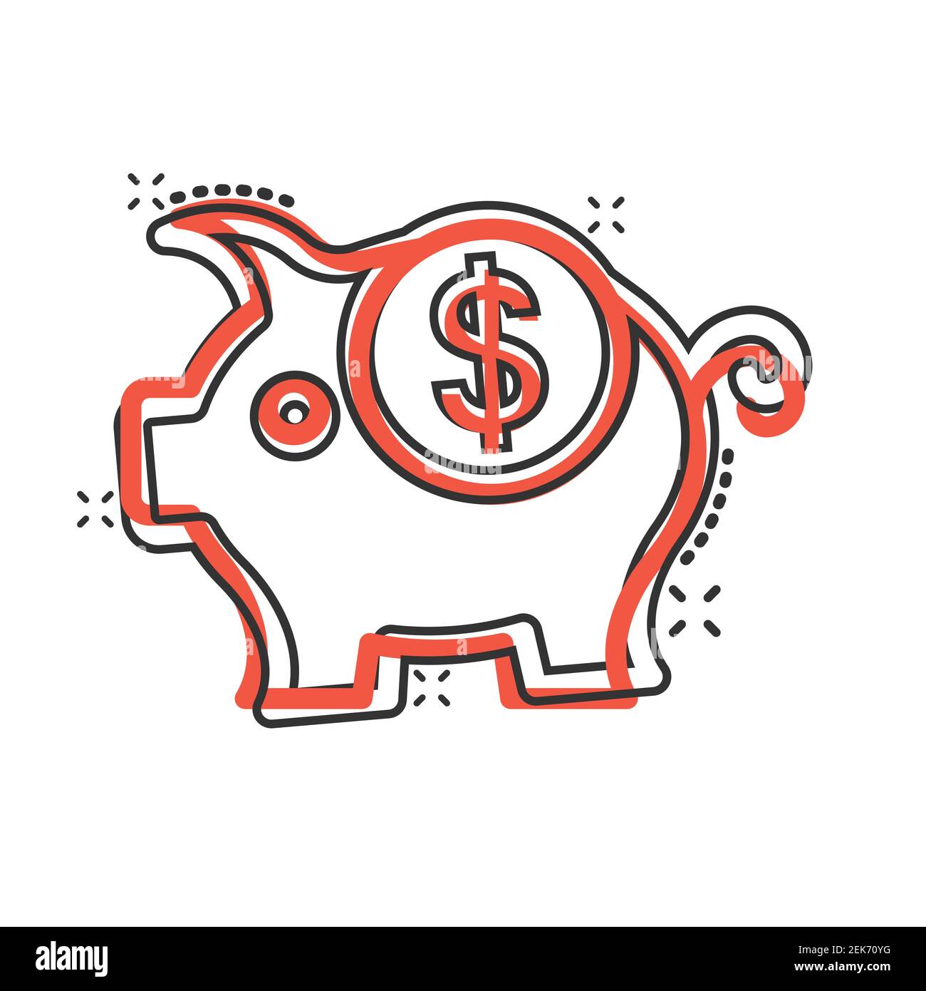 Money box icon in comic style. Pig container cartoon vector ...
