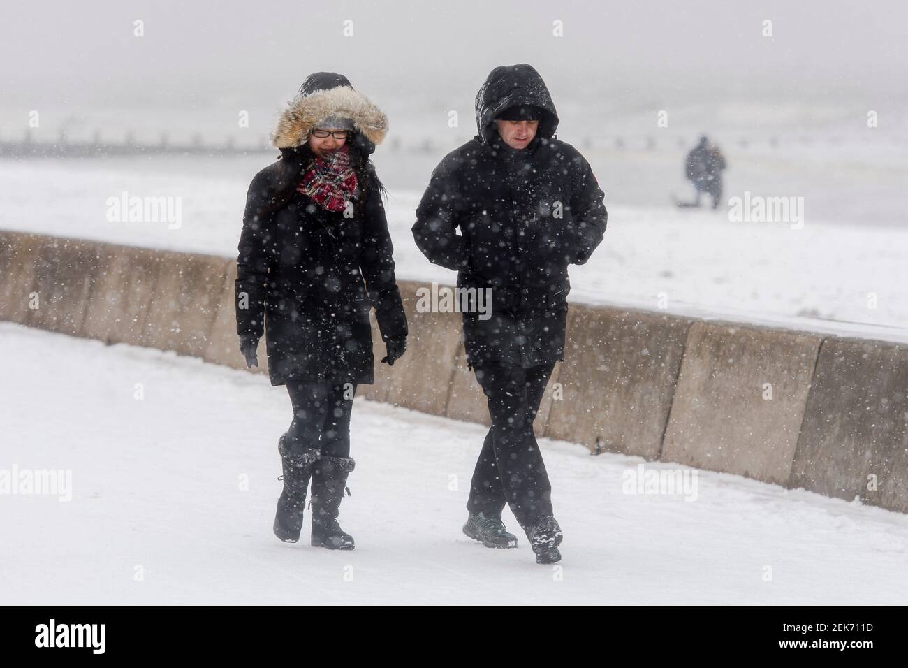 Winter scenes from Edinburgh's Portobello beach as it is covered in ...