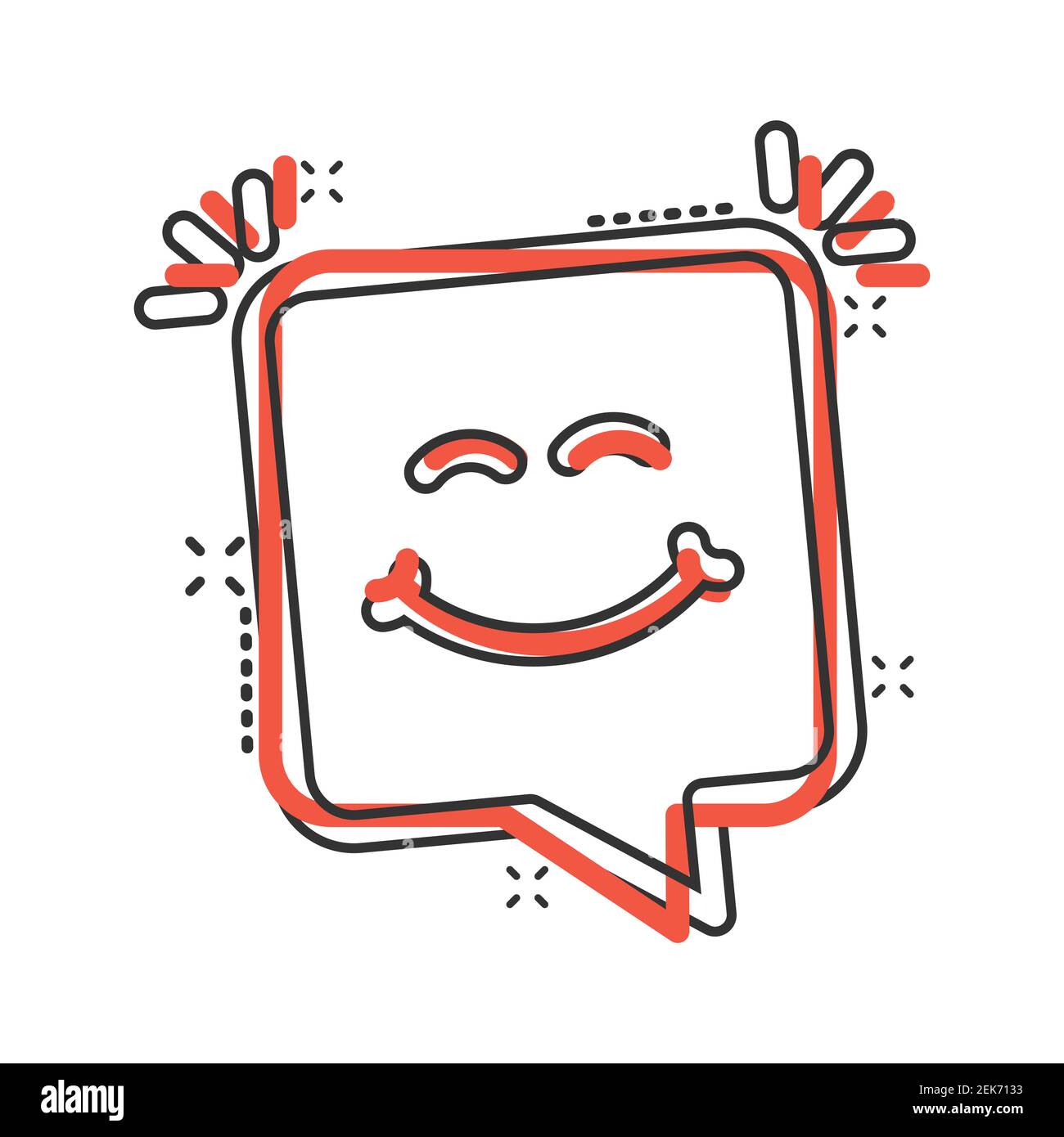Happy sms icon in comic style. Message speech bubble cartoon vector ...