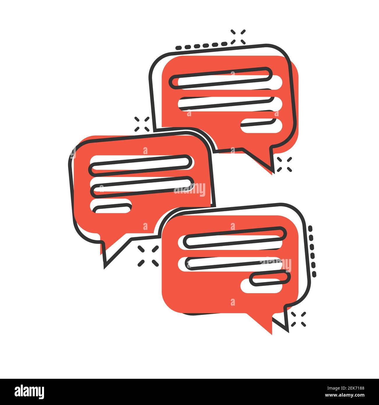 Speak chat sign icon in comic style. Speech bubbles cartoon vector ...