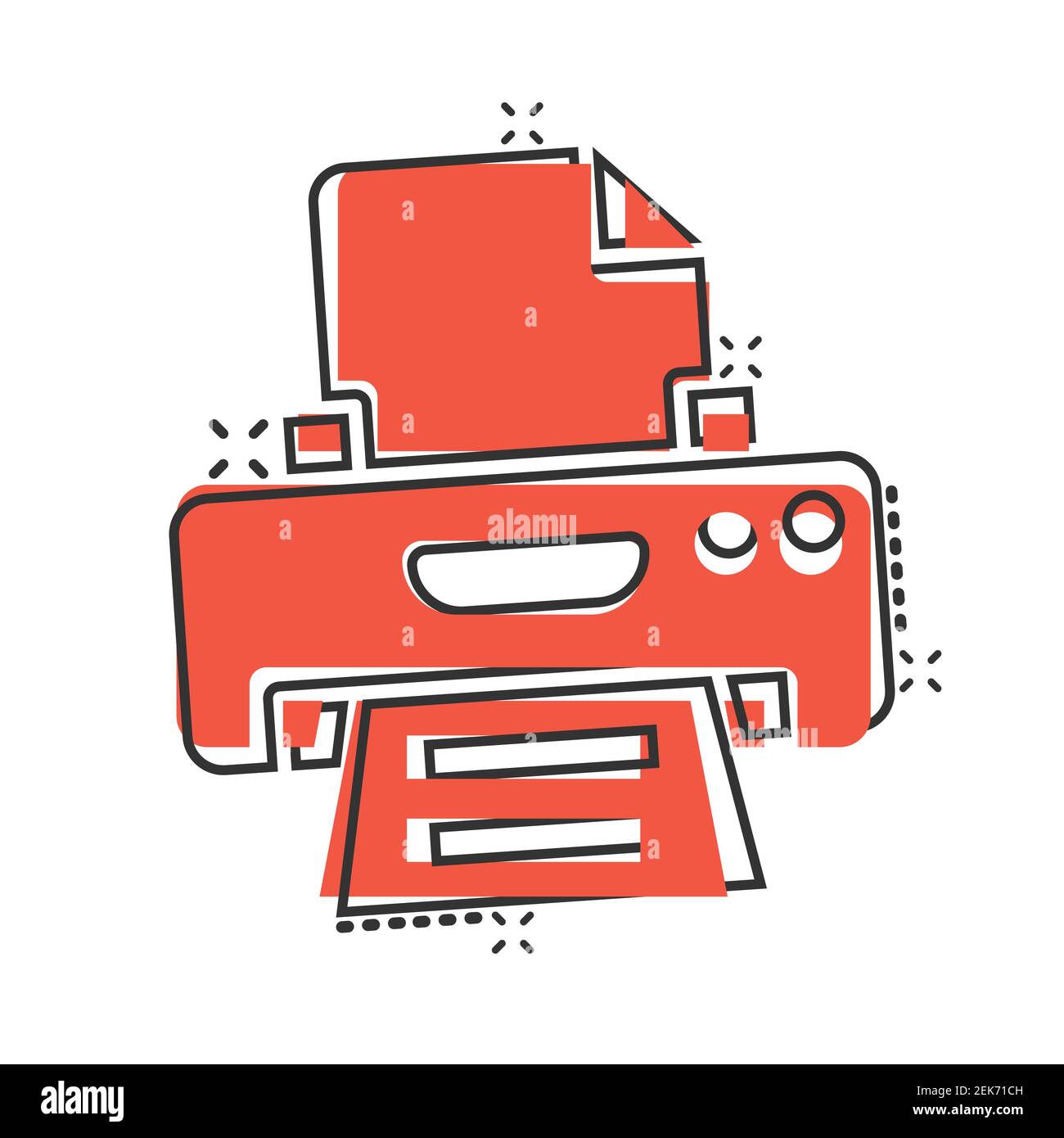 Office printer icon in comic style. Fax cartoon vector illustration on ...