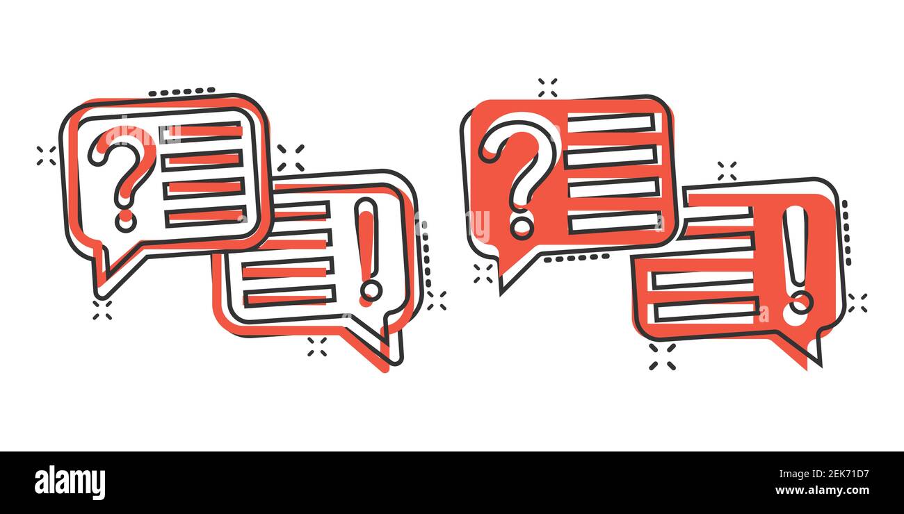 Question and answer icon in comic style. Dialog speech bubble cartoon ...