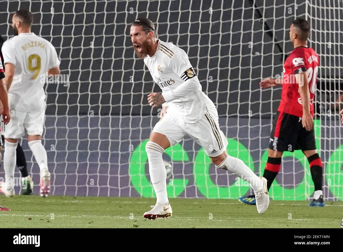 Real Madrid's Sergio Ramos celebrates goal during La Liga match. in ...