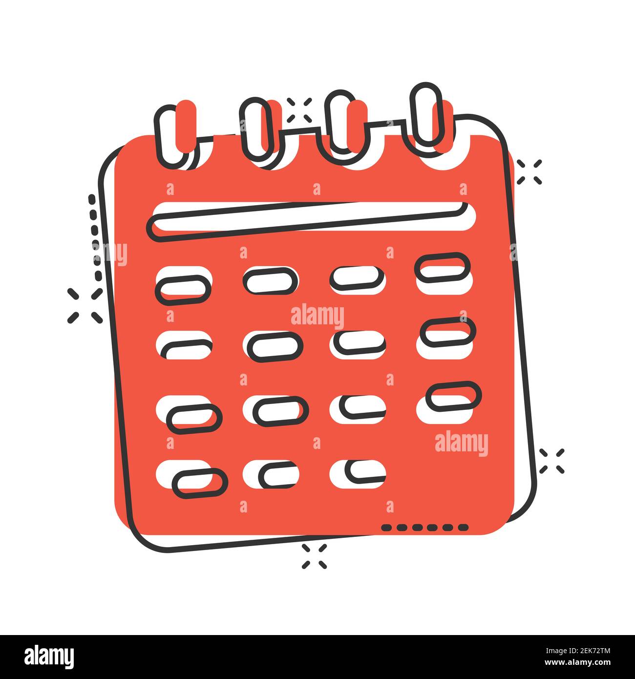 Calendar icon in comic style. Agenda cartoon vector illustration on ...