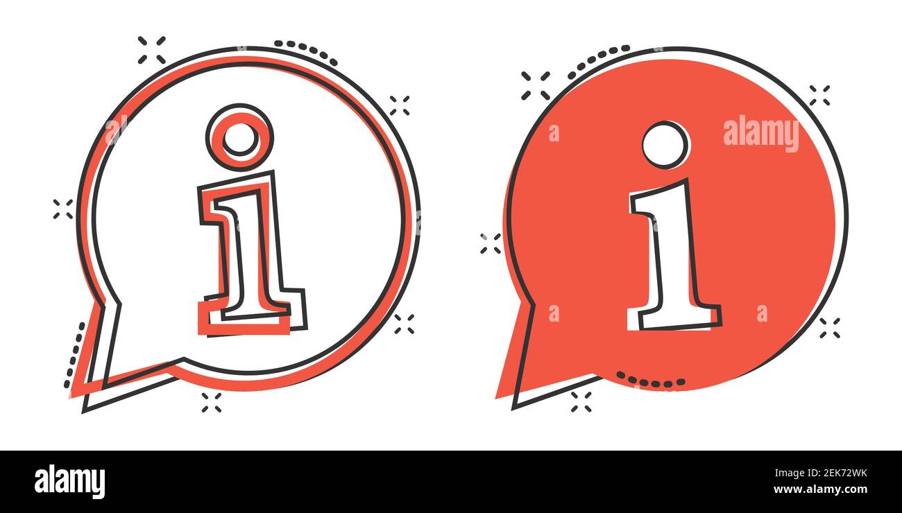 Information icon in comic style. FAQ help cartoon vector illustration ...