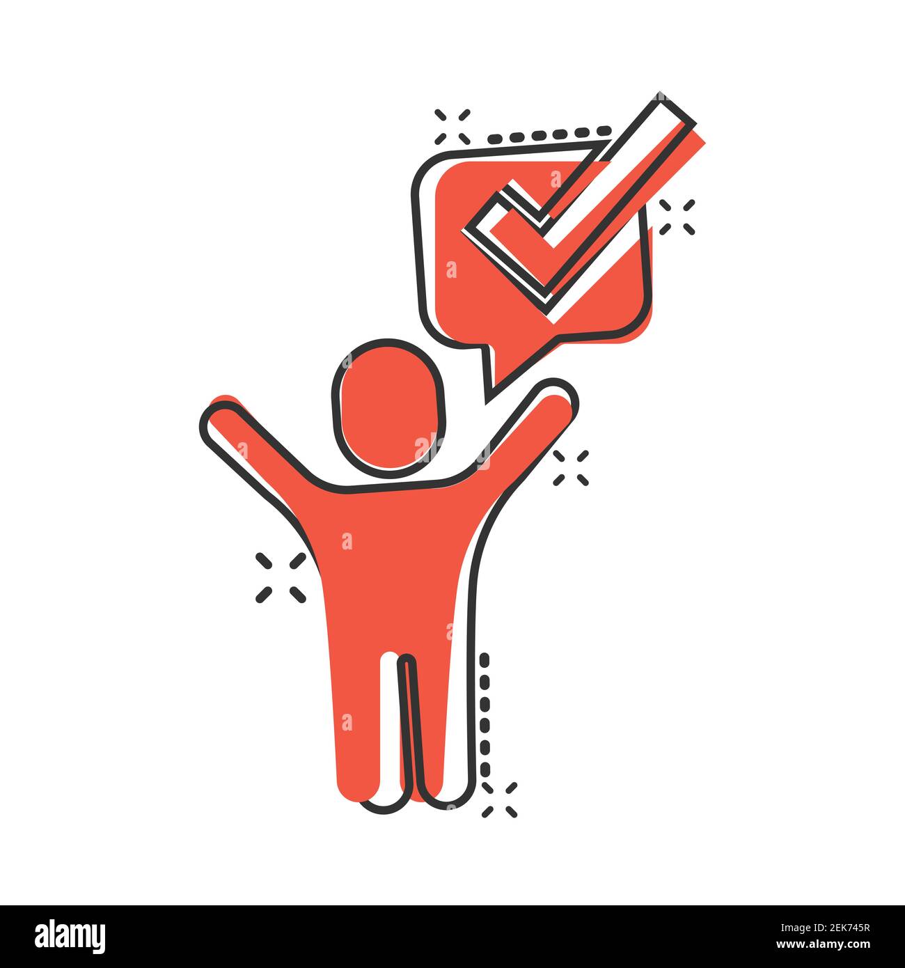 Organization management icon in comic style. People with check mark ...