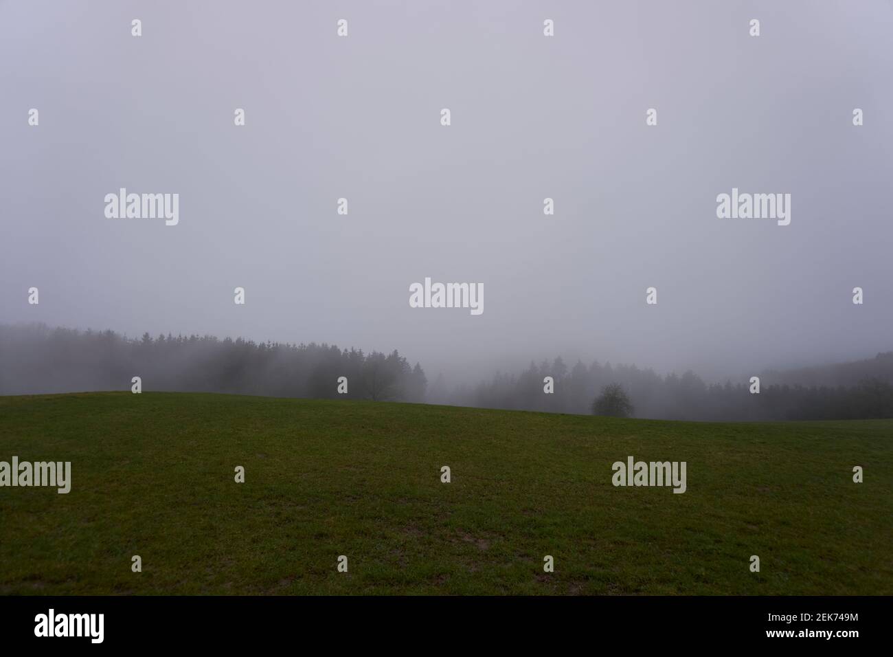 Landscape photo in rainy weather with fog and clouds in spring Stock ...