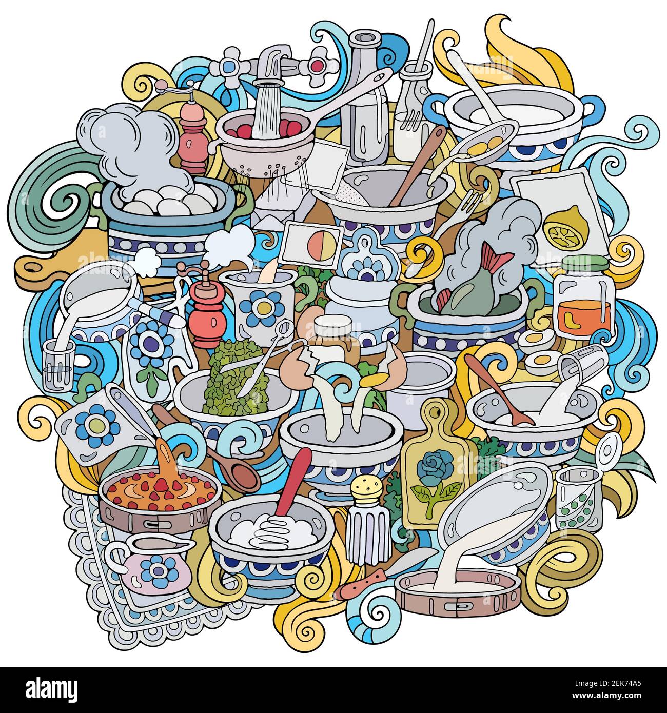 Food hand drawn raster doodles illustration Stock Photo - Alamy