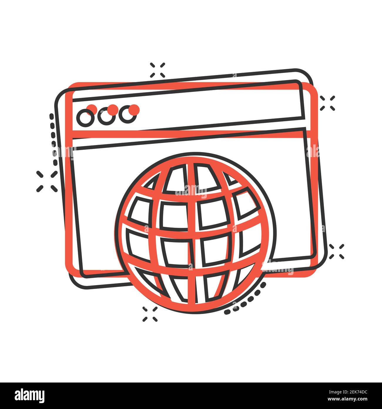 Website domain icon in comic style. Global internet address cartoon ...