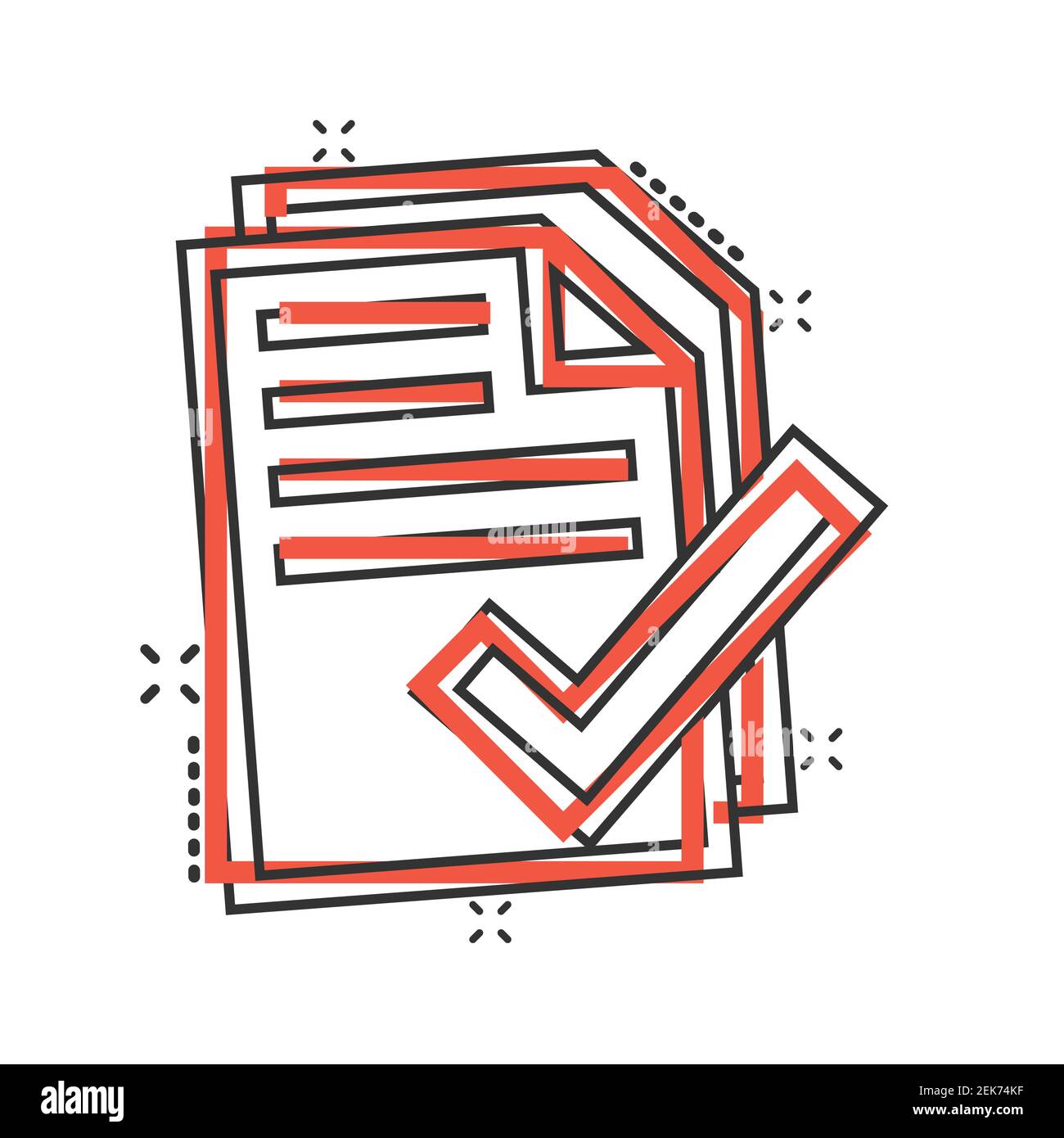 Document checklist icon in comic style. Report cartoon vector ...