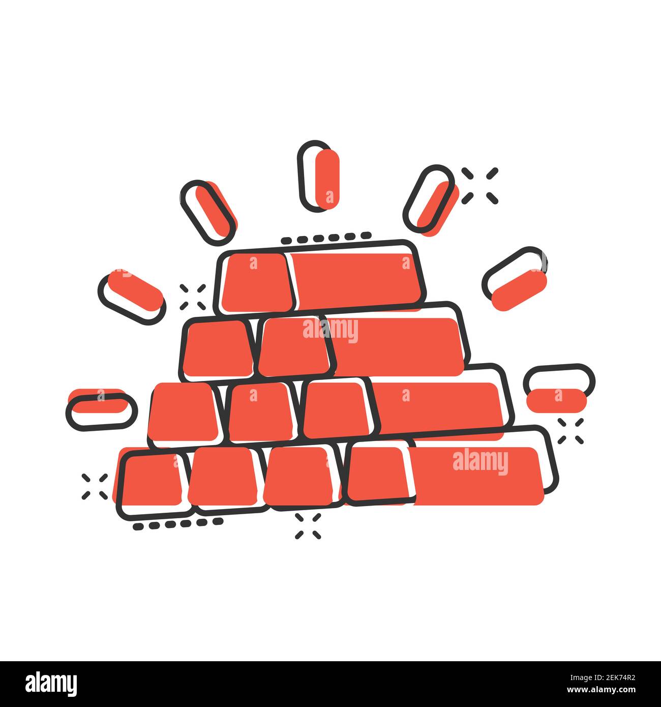 Gold stack icon in comic style. Silver brick cartoon vector ...