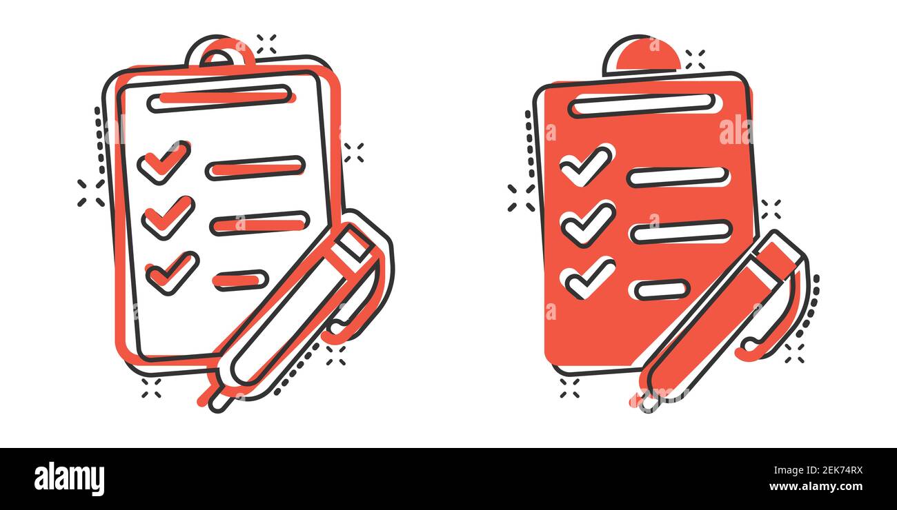 To do list icon in comic style. Document checklist cartoon vector ...