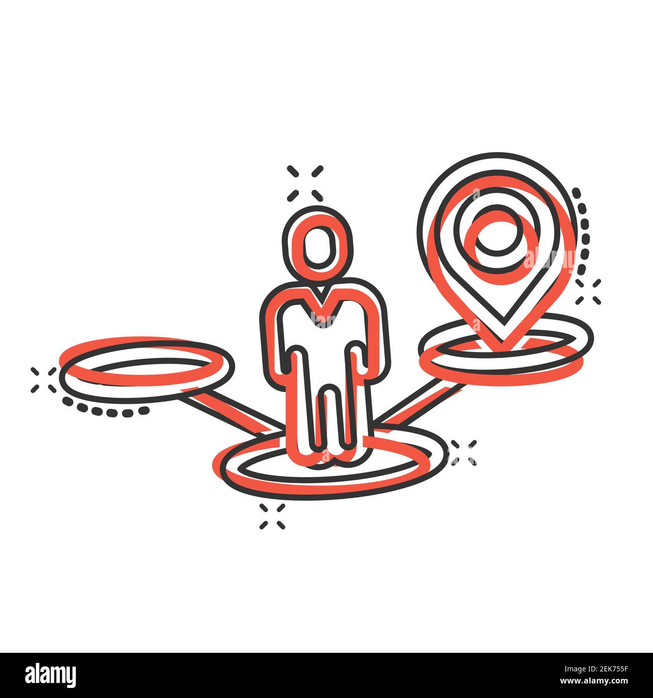 Map pin icon in comic style. Gps navigation cartoon vector illustration ...