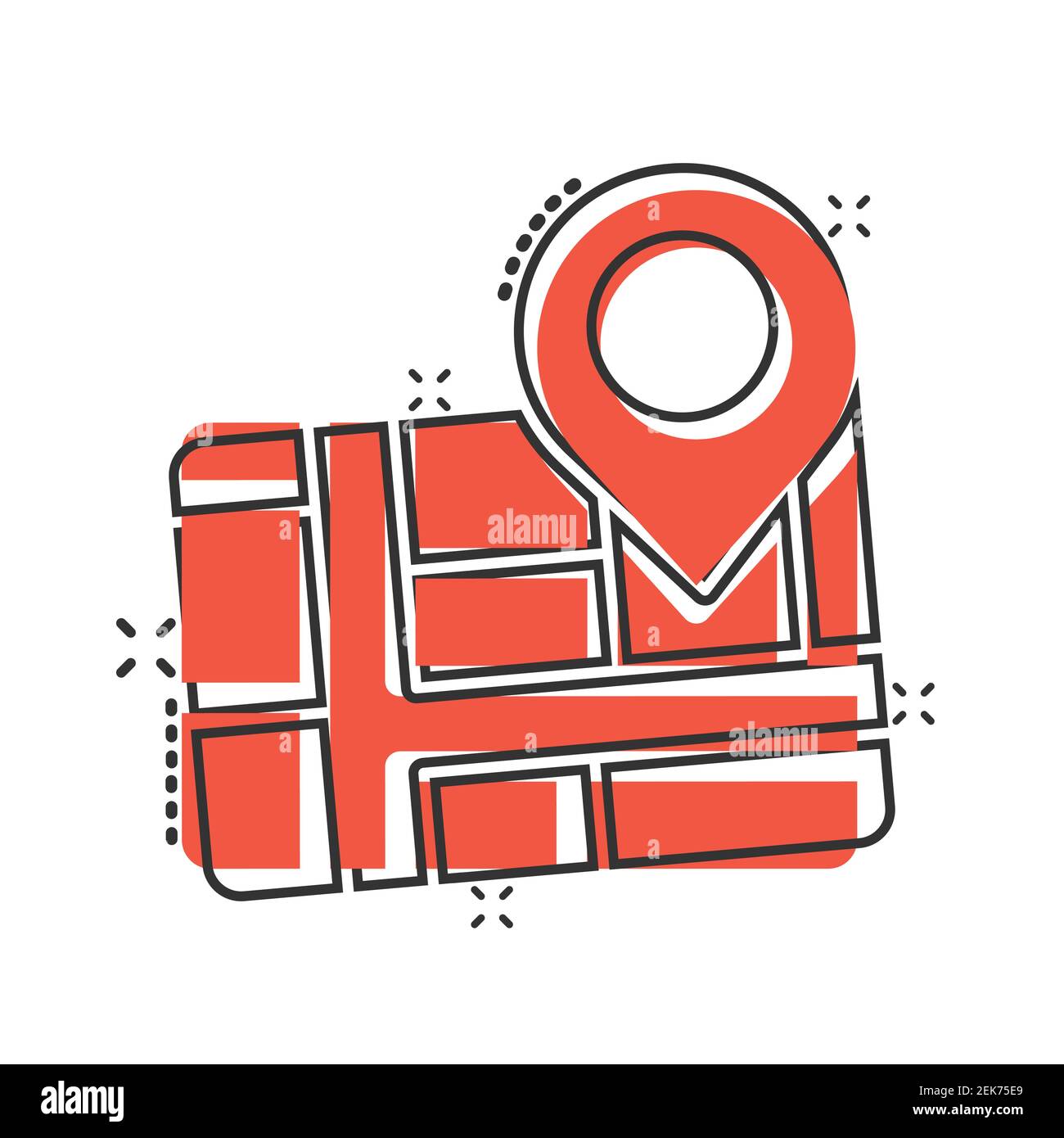 Map pin icon in comic style. GPS navigation cartoon vector illustration ...