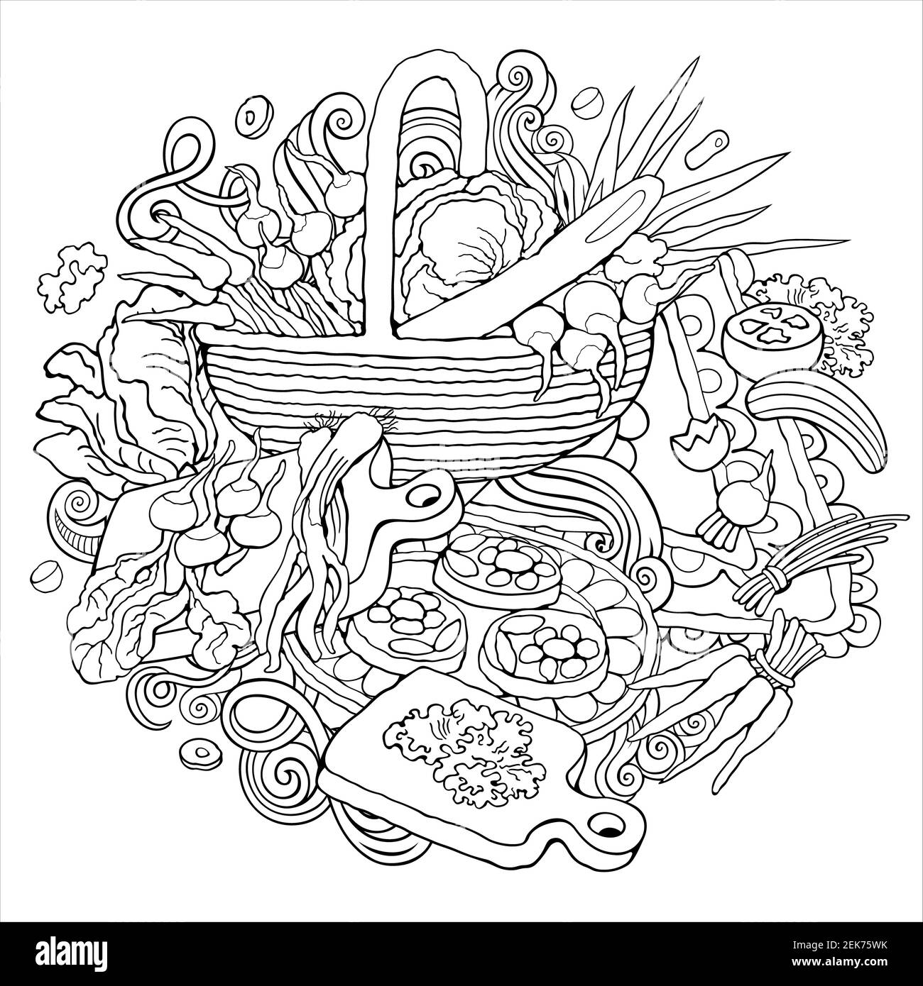 Food hand drawn raster doodles illustration Stock Photo - Alamy