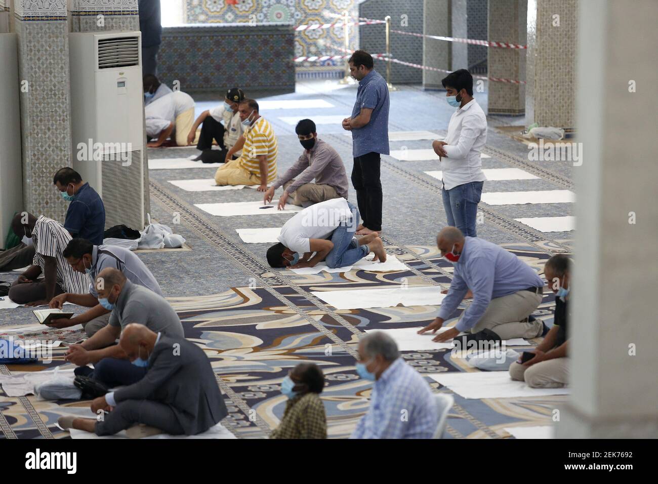 Muslim faithful gather at the Big Mosque of Rome for the reopening and ...