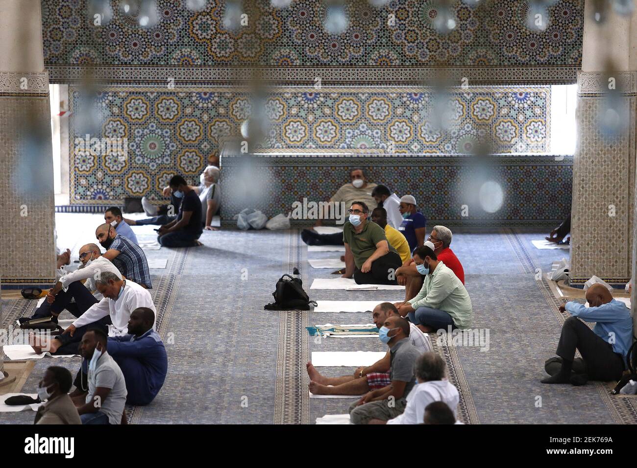 Muslim faithful gather at the Big Mosque of Rome for the reopening and ...