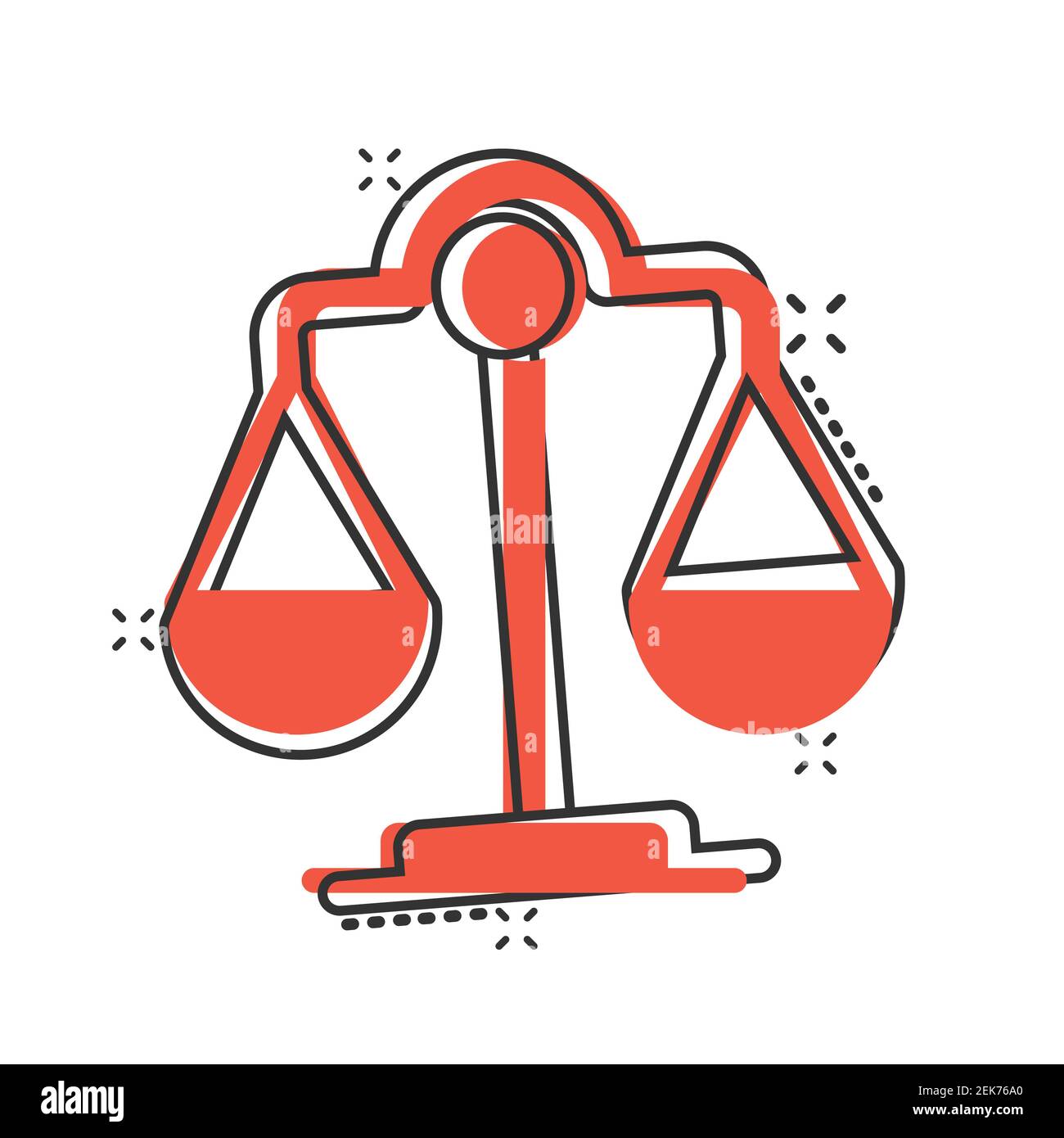 Scale balance icon in comic style. Justice cartoon vector illustration ...