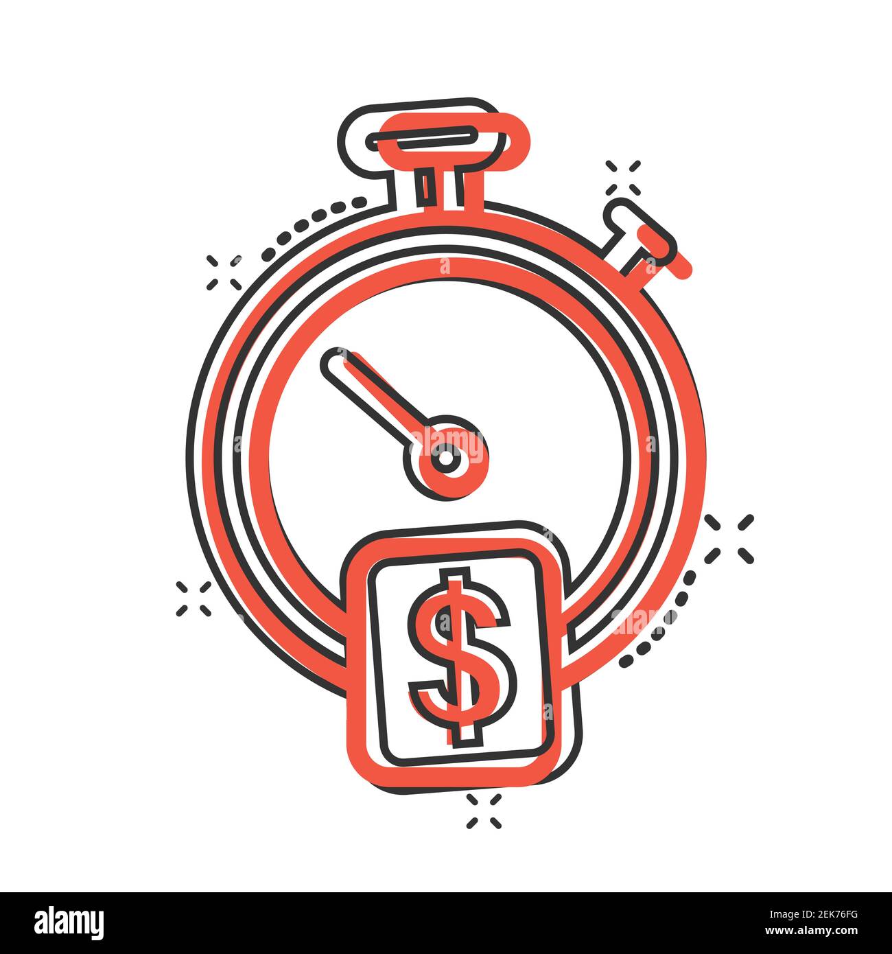 Time is money icon in comic style. Clock with dollar cartoon vector ...