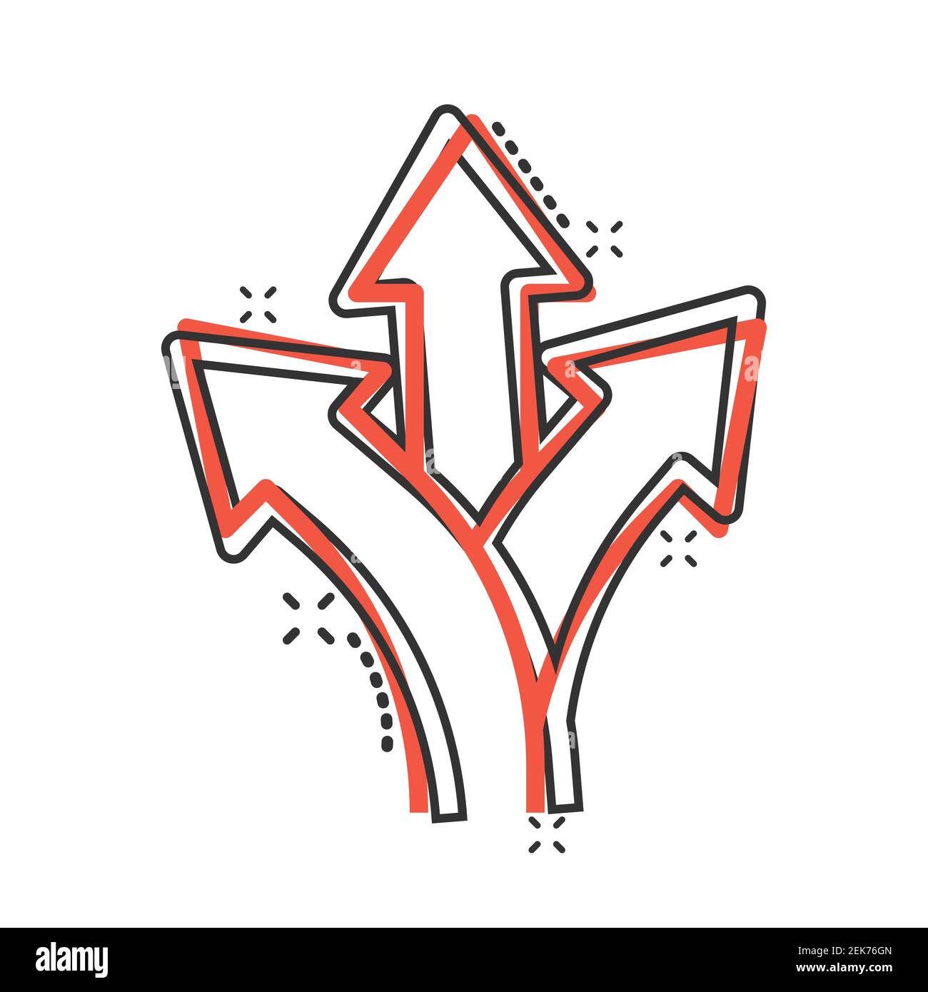 Crossroad icon in comic style. Road direction navigation cartoon vector ...