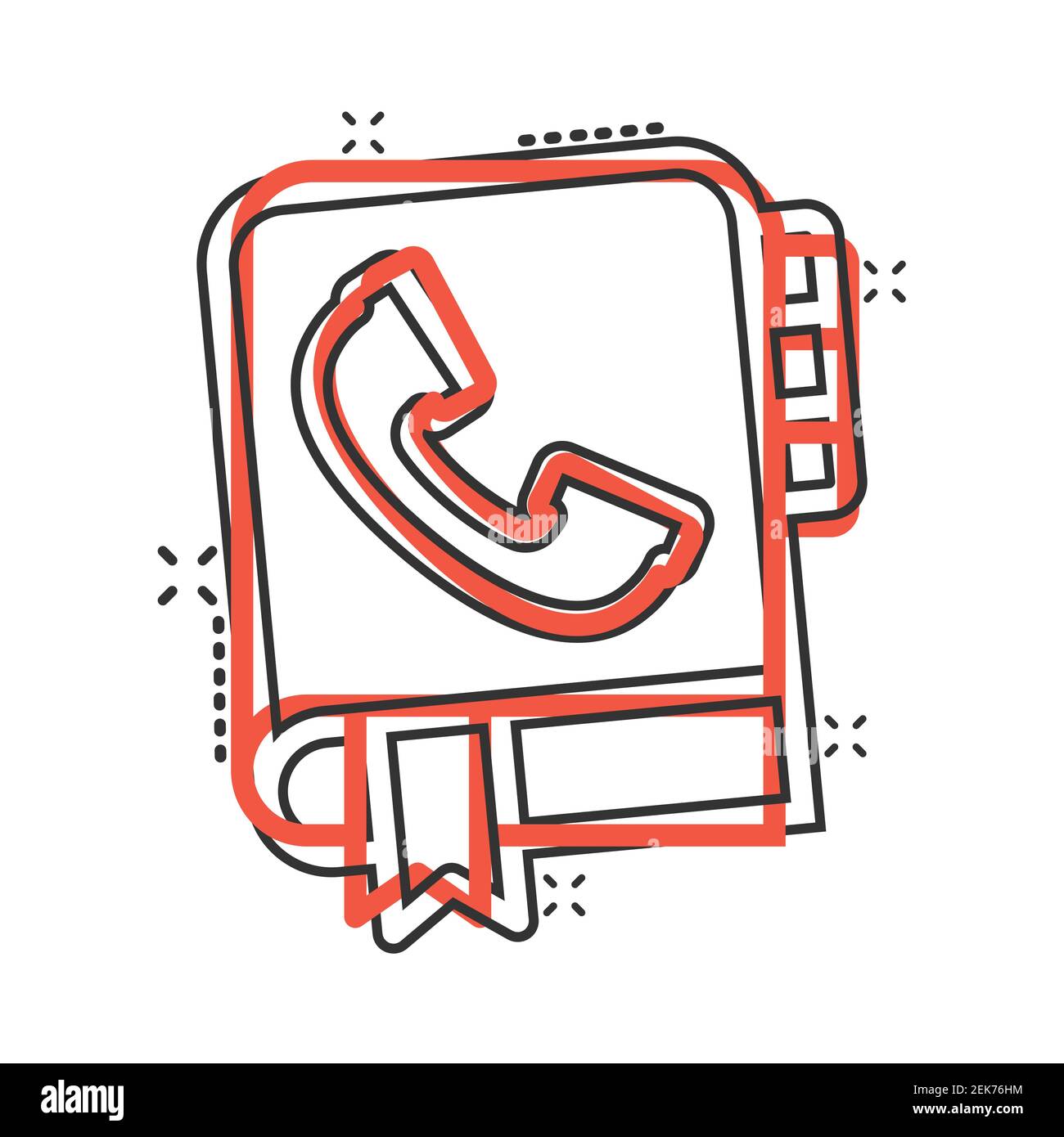 Address phone book icon in comic style. Telephone notebook cartoon ...