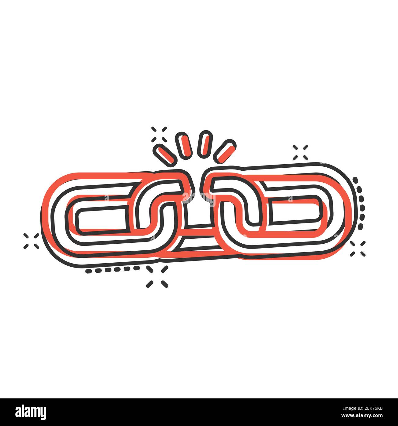 Chain icon in comic style. Network hyperlink cartoon vector ...