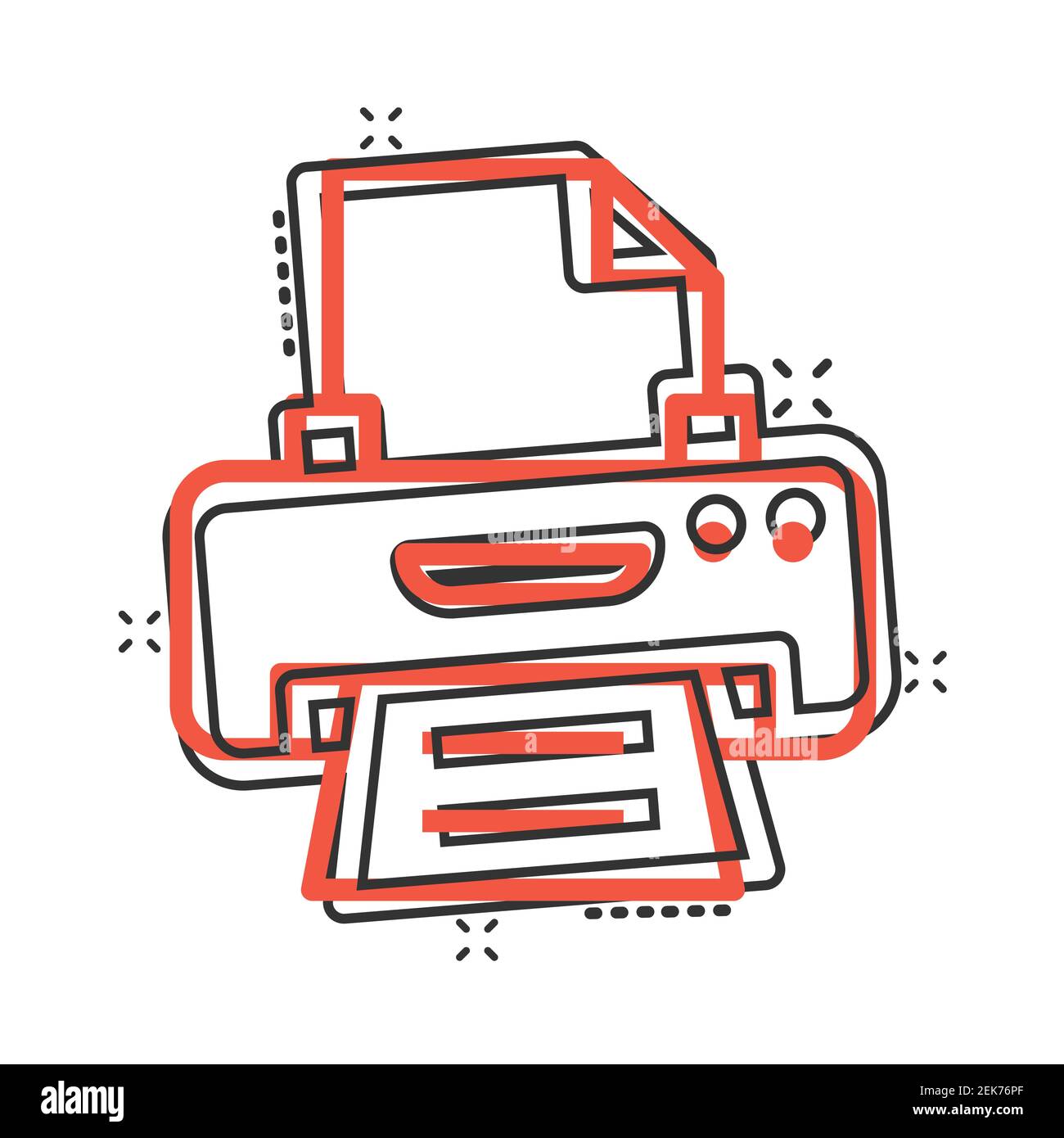 Office printer icon in comic style. Fax cartoon vector illustration on ...