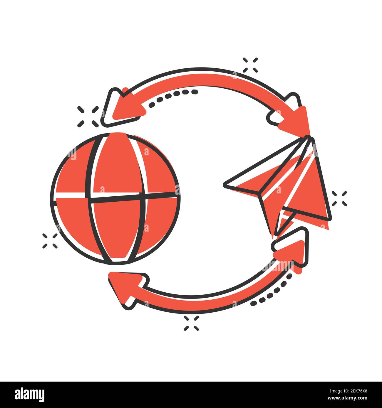 Global travel icon in comic style. Paper plane cartoon vector ...