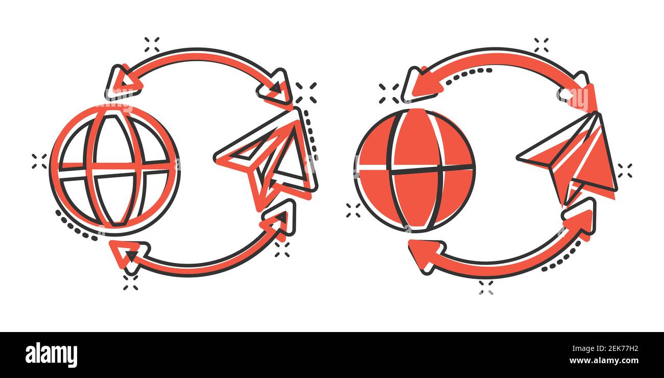 Global travel icon in comic style. Paper plane cartoon vector ...