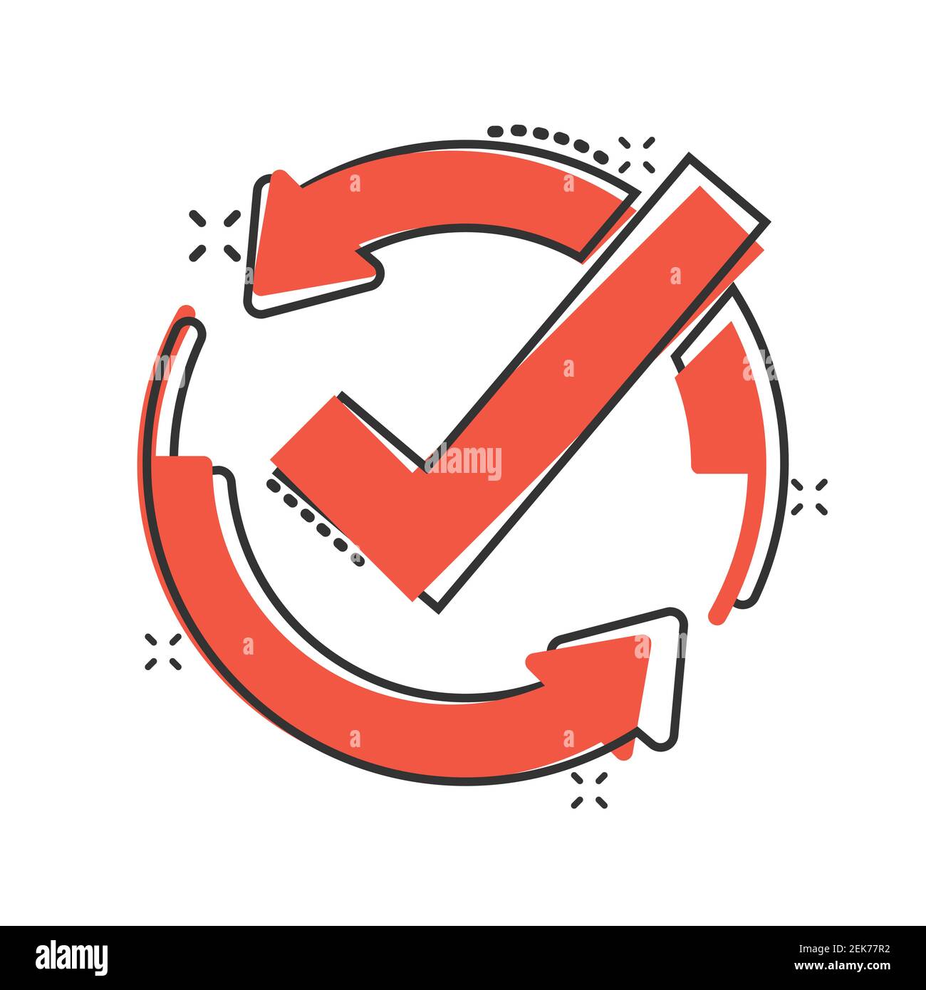 Check mark sign icon in comic style. Confirm button cartoon vector ...