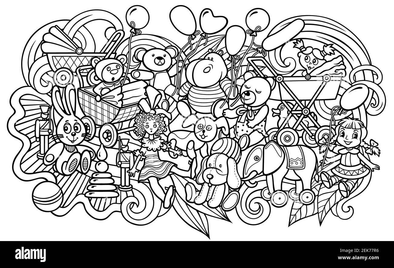 Cartoon Children Toys Outline High Resolution Stock Photography and ...