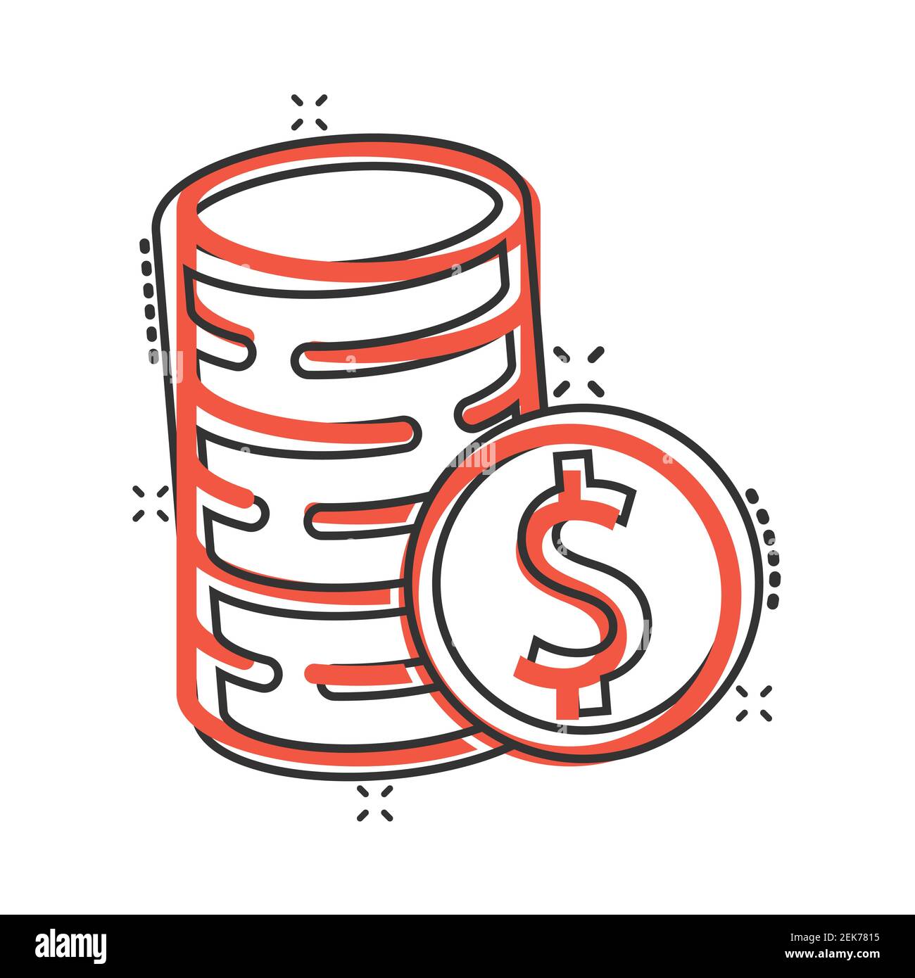 Coins stack icon in comic style. Dollar coin cartoon vector ...