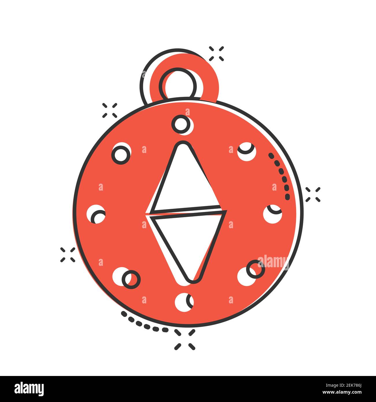 Compass icon in comic style. Navigation equipment cartoon vector ...