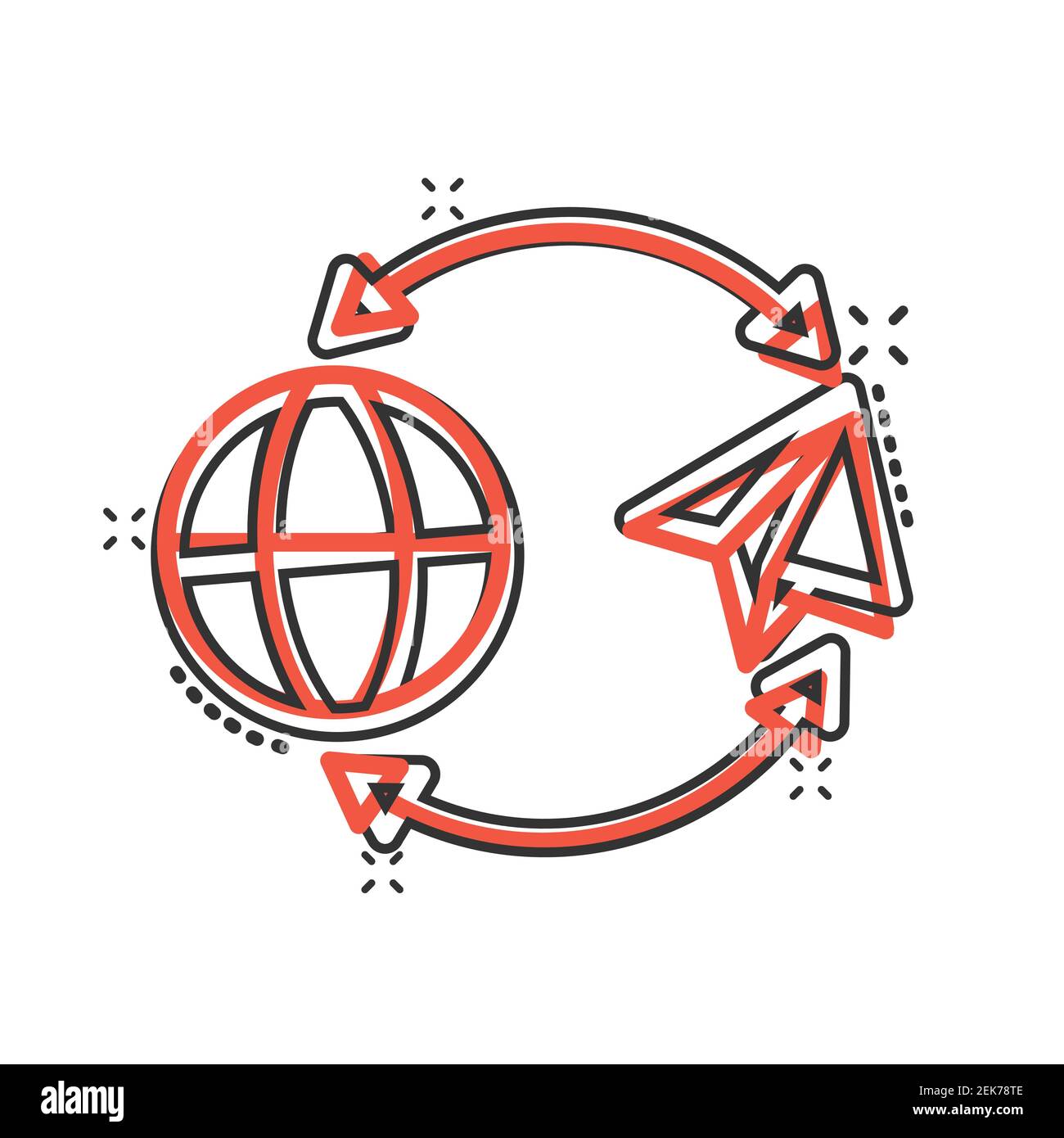 Global travel icon in comic style. Paper plane cartoon vector ...