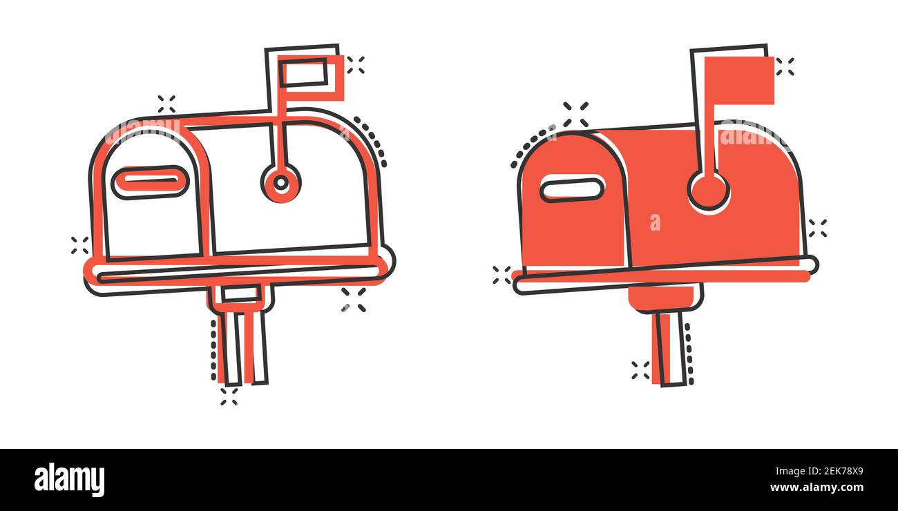 Mailbox icon in comic style. Postbox cartoon vector illustration on ...