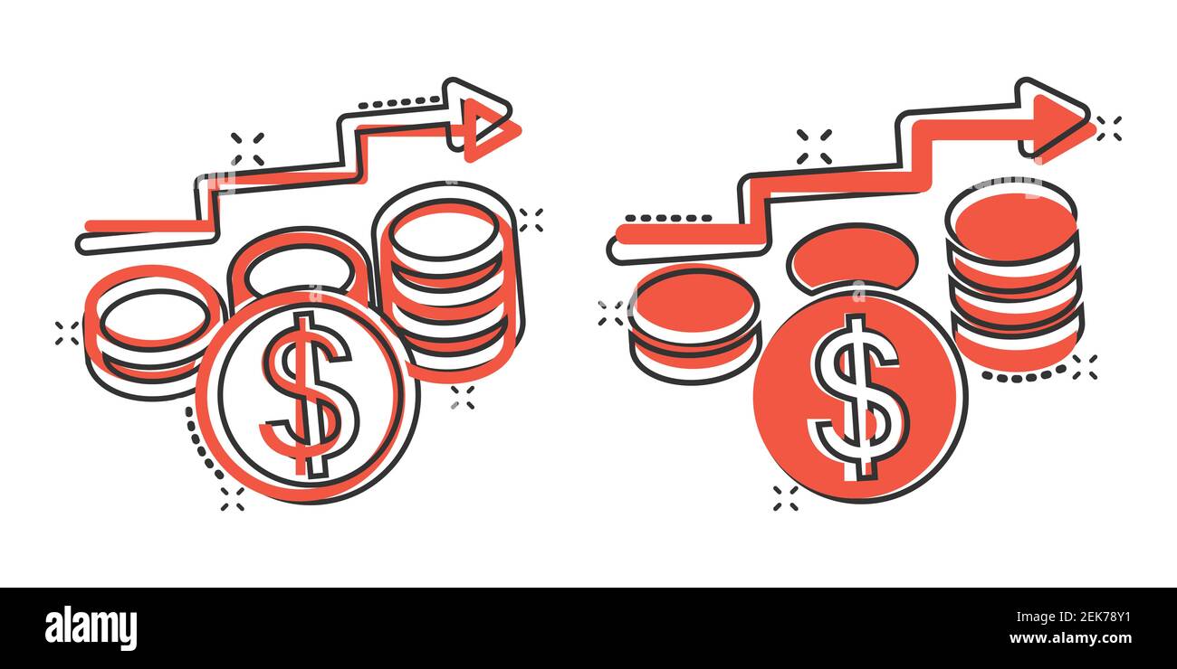 Income rate increase icon in comic style. Finance performance cartoon ...