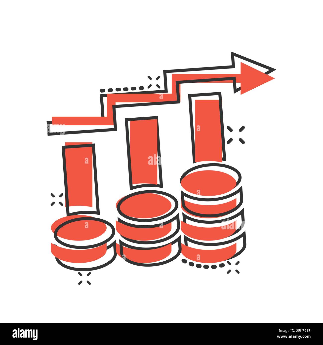 Income rate increase icon in comic style. Finance performance cartoon ...