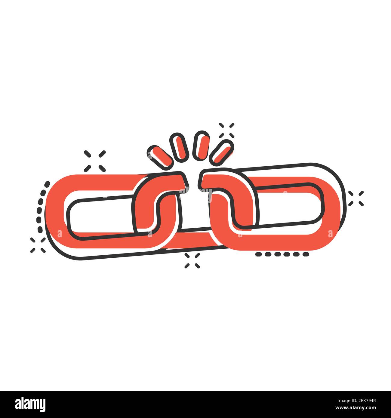 Chain icon in comic style. Network hyperlink cartoon vector ...