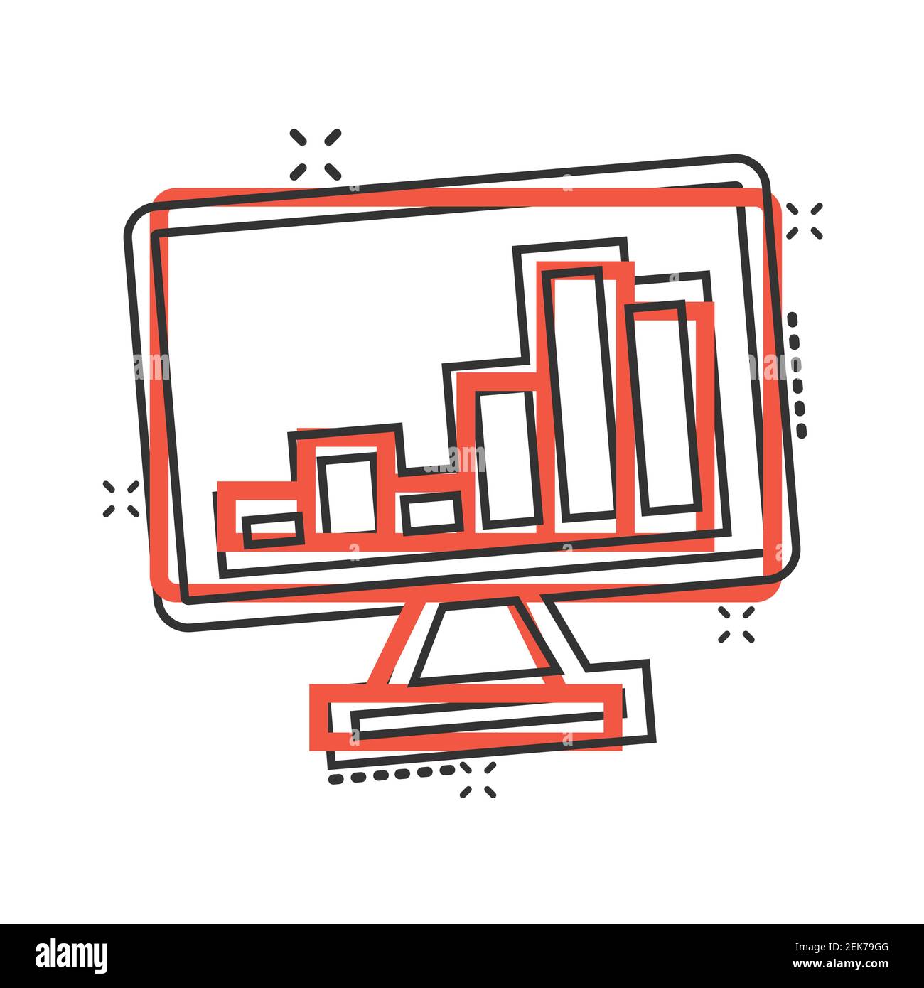 Website analytics icon in comic style. SEO data cartoon vector ...