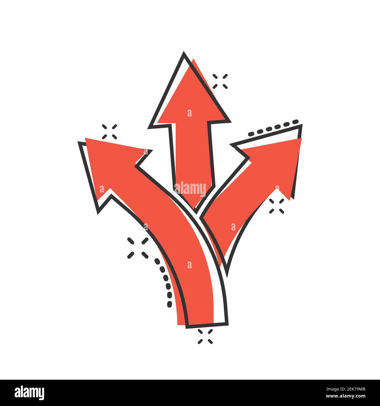 Crossroad icon in comic style. Road direction navigation cartoon vector ...