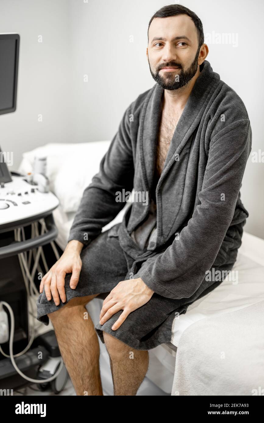 Man waiting for the doctor for ultrasound scan in medical clinic Stock ...