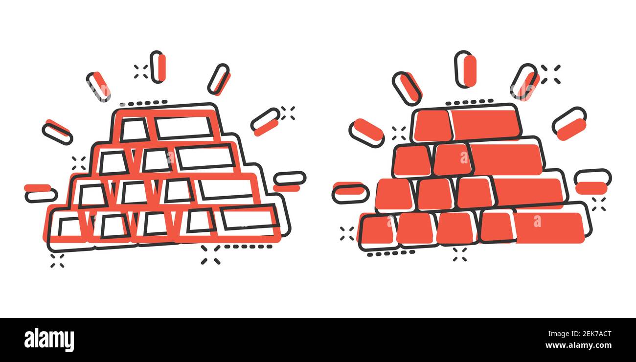 Gold stack icon in comic style. Silver brick cartoon vector ...