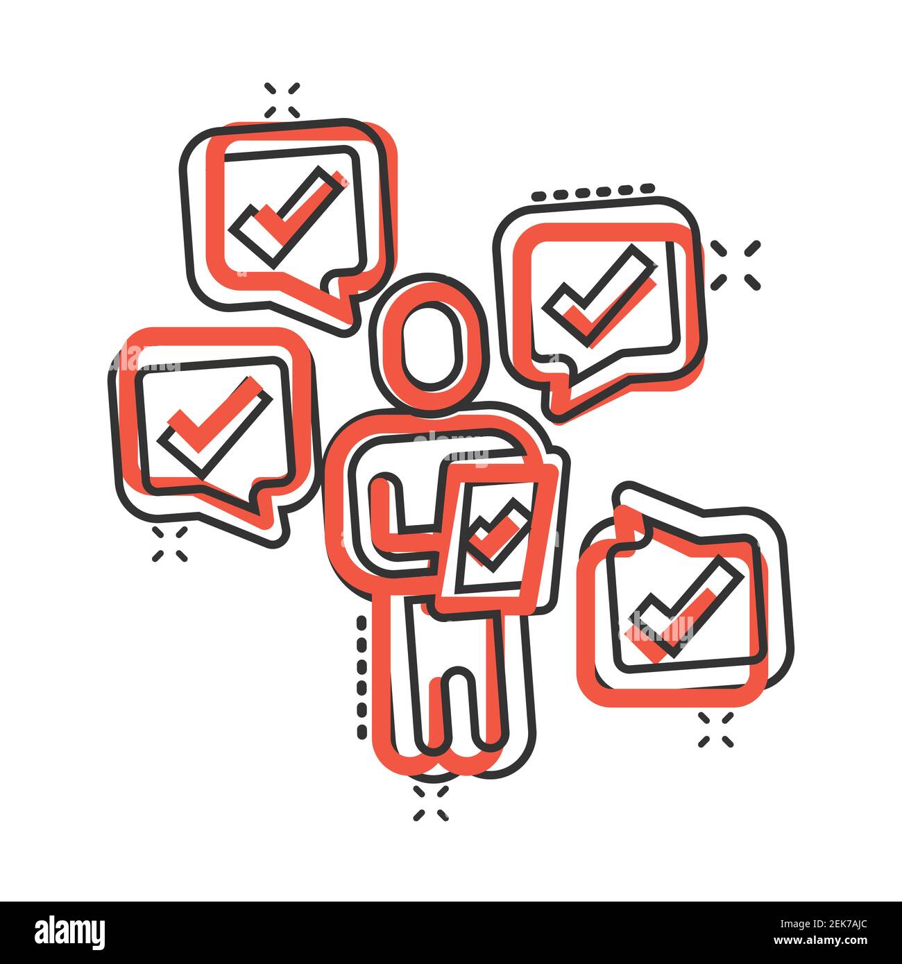 Organization management icon in comic style. People with check mark ...