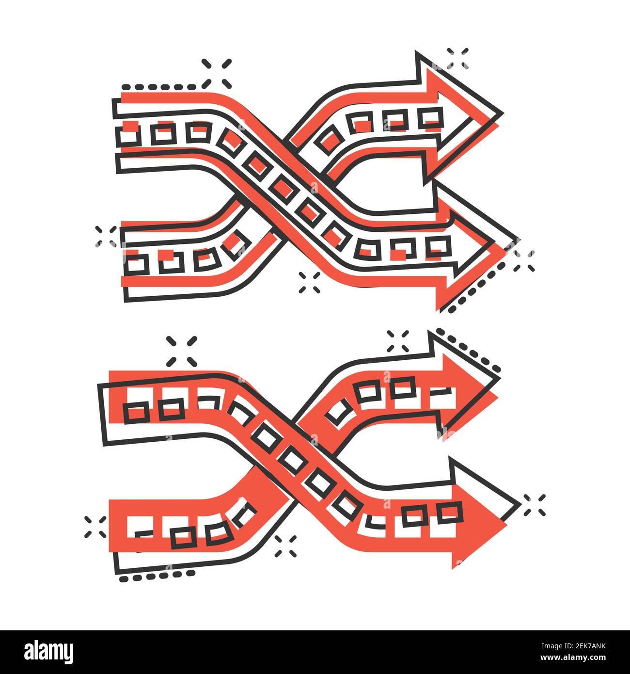 Crossroad icon in comic style. Road direction navigation cartoon vector ...