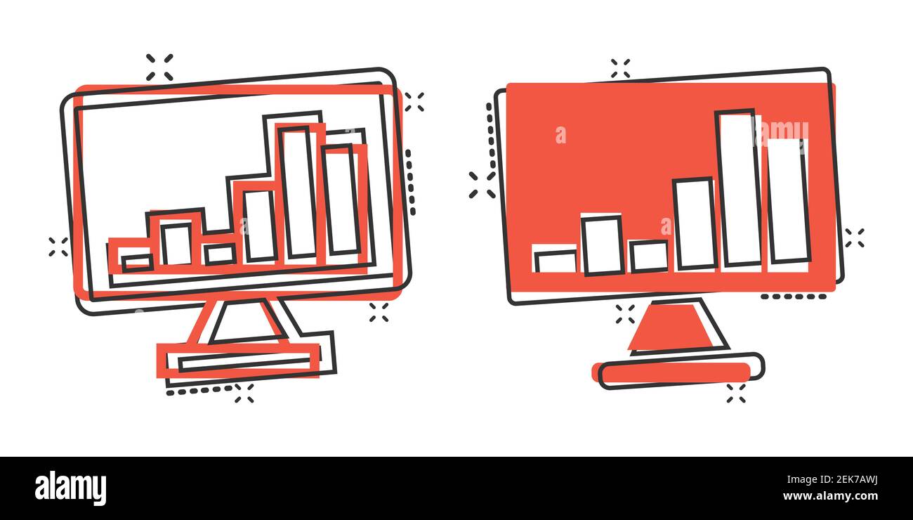 Website analytics icon in comic style. SEO data cartoon vector ...