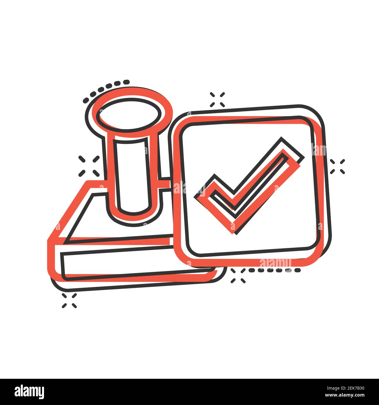 Approve stamp icon in comic style. Accept check mark cartoon vector ...
