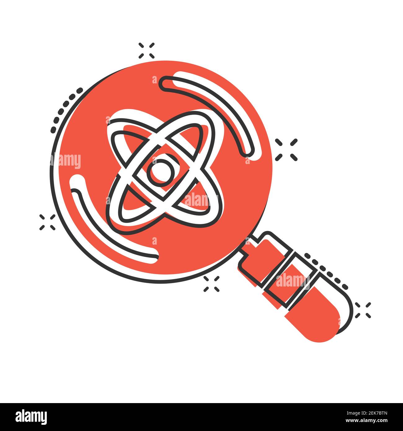 Science magnifier icon in comic style. Virus search cartoon vector ...