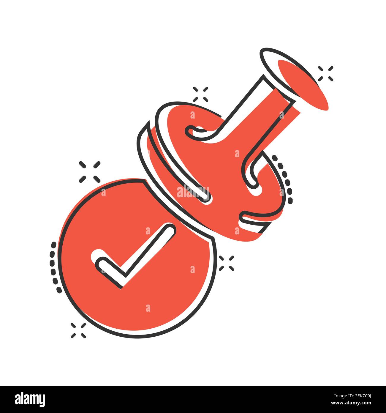 Approve stamp icon in comic style. Accept check mark cartoon vector ...